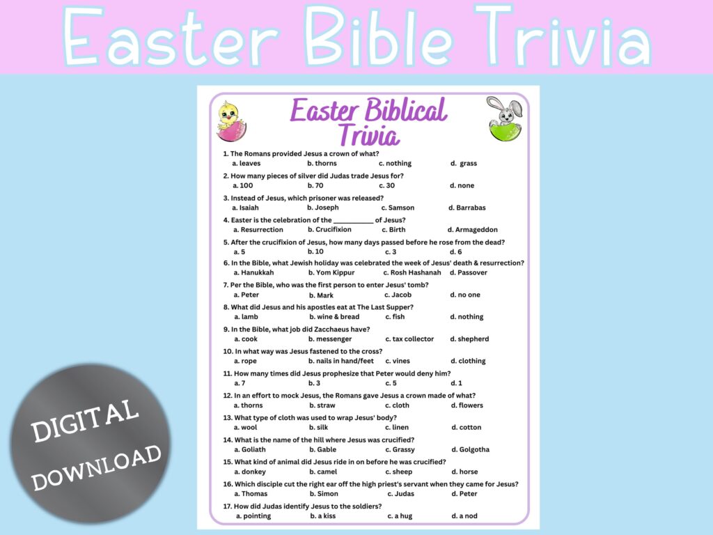 Easter Bible Trivia Questions And Answers Printable - Bible Paradise